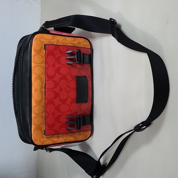 Coach | Bags | Coach Track Crossbody Blocked Signature Canvas Miami Red ...